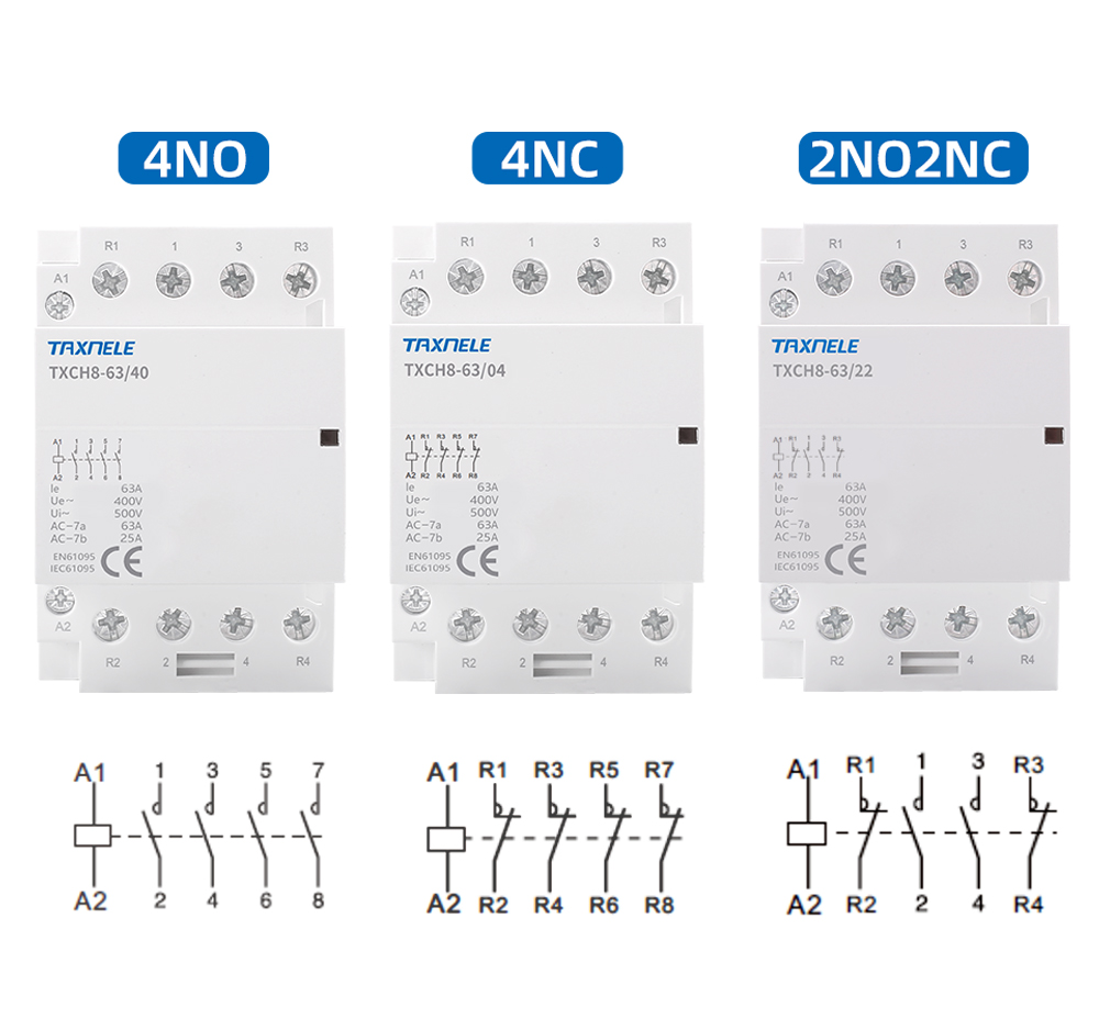 TAXNELE 4P 32A 63A 2NC2NO 4NO 4NC 220V/230V 50/60HZ Din rail Household ...