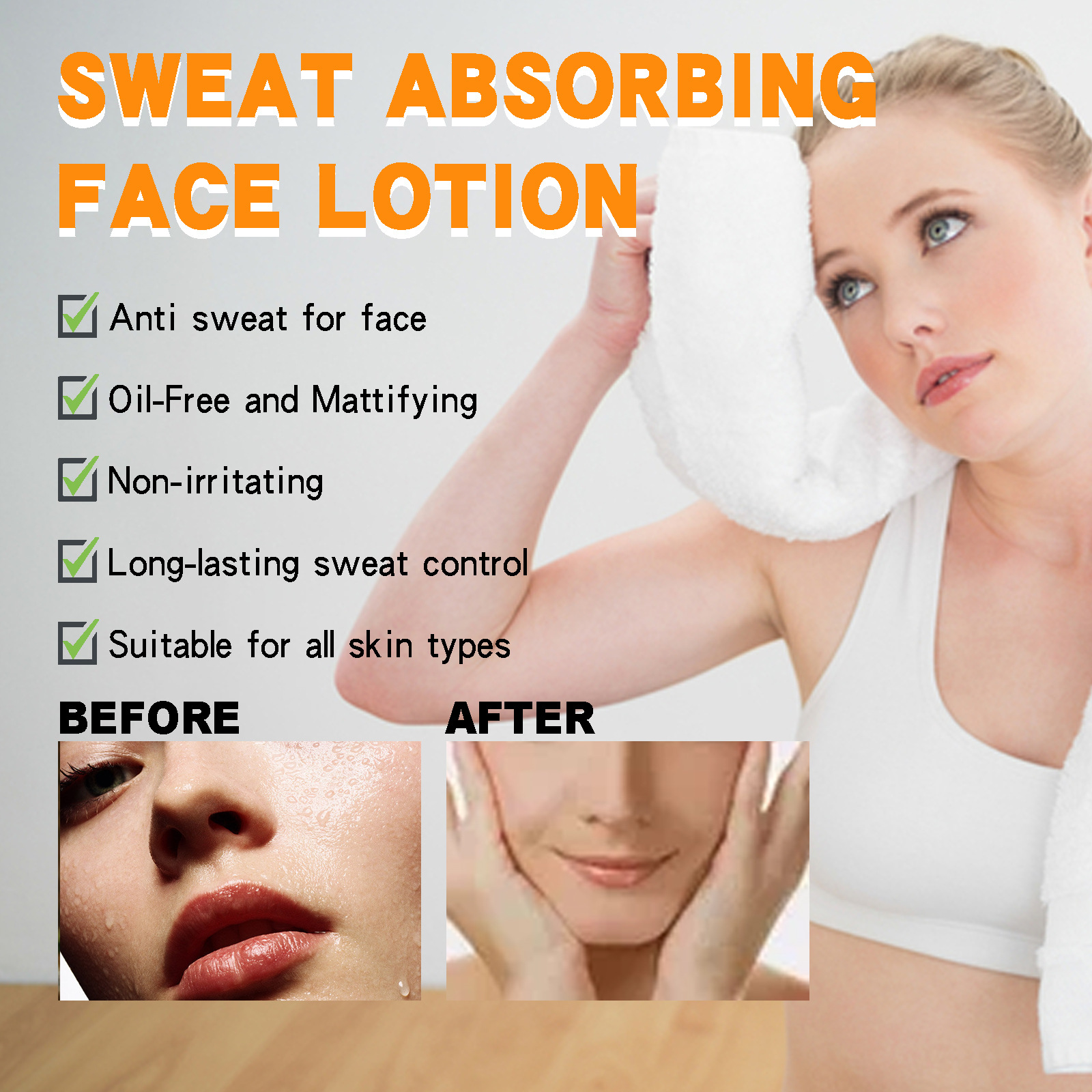 Eelhoe Sweat Absorbing Face Lotion Face Antiperspirant Breast Lotion ...