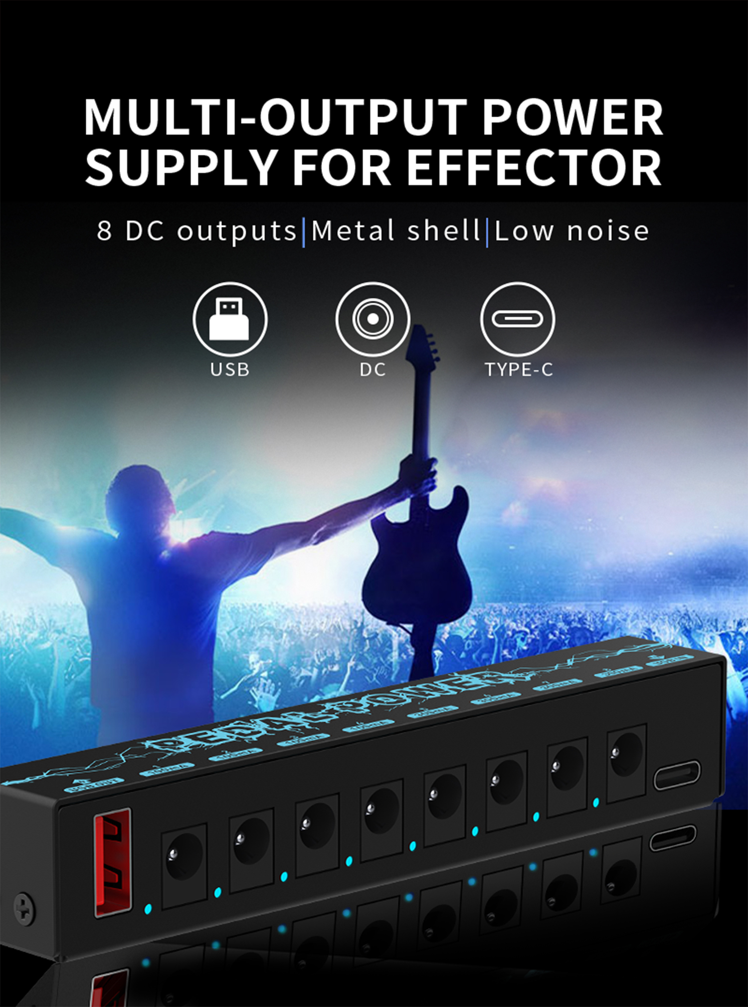 Guitar Effect Pedal Power Supply 8 Isolated DC 9V 100mah or 300mah USB ...