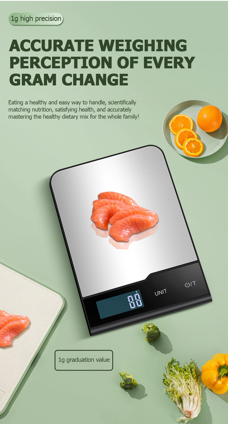 Digital Kitchen Scale 5kg/10kg/15kg 1g Portable Food Scale LED Electronic Scales Stainless Steel ...
