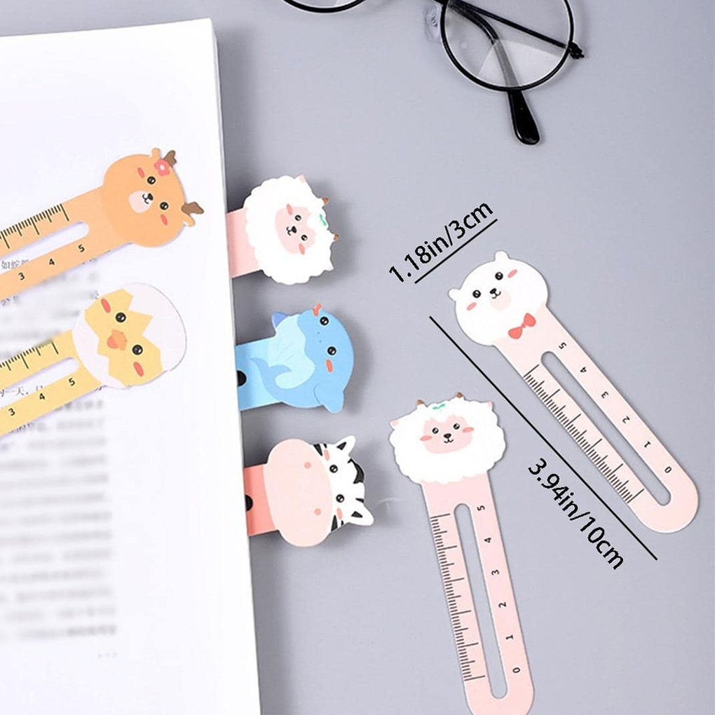 50 Colorful Paper Portable Cartoon Cute Small Animal Ruler Bookmarks ...
