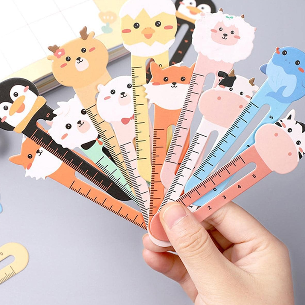 50 Colorful Paper Portable Cartoon Cute Small Animal Ruler Bookmarks ...