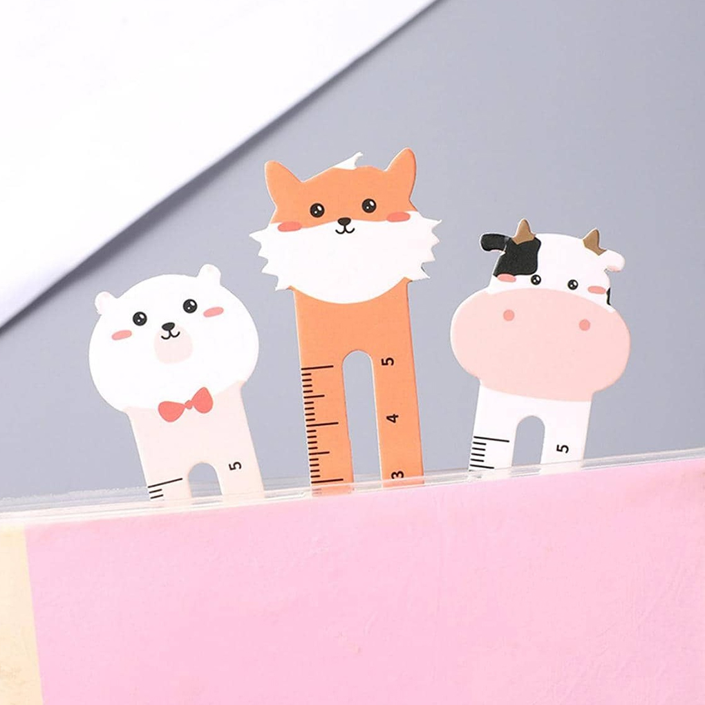 50 Colorful Paper Portable Cartoon Cute Small Animal Ruler Bookmarks ...