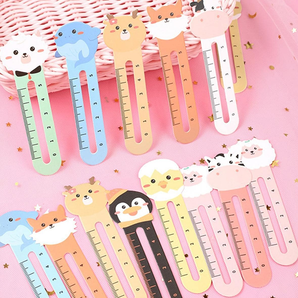 50 Colorful Paper Portable Cartoon Cute Small Animal Ruler Bookmarks ...