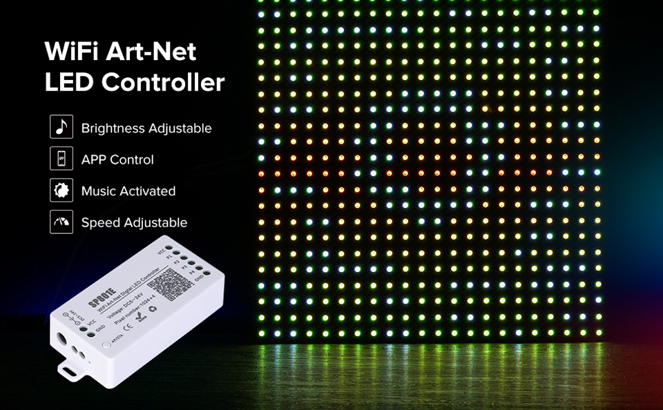 BTF-LIGHTING SP801E Wifi Art-Net Magic LED Controller LED Matrix Panel Module WS2812B WS2811 ...