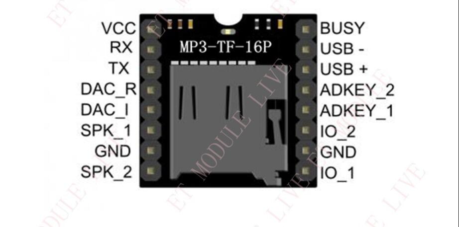 DFPlayer Mini MP3 Player Module MP3 Voice Decode Board Supporting TF ...