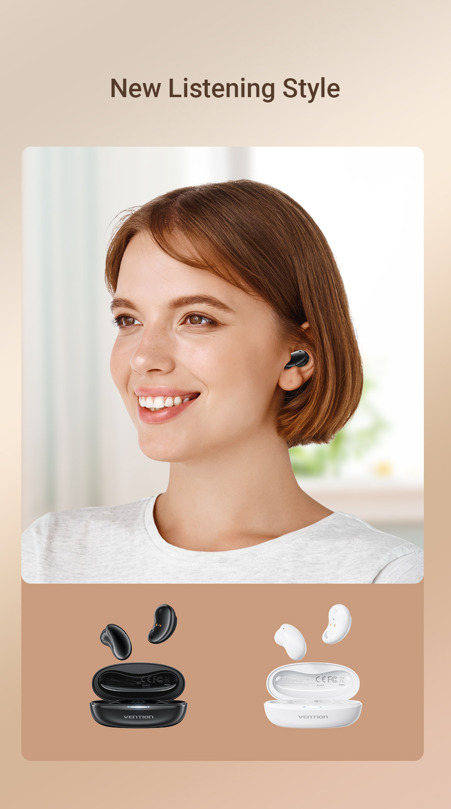 Vention T11 Wireless Earphones Bluetooth 5.3 Headset TWS Hi-Fi Stereo ...