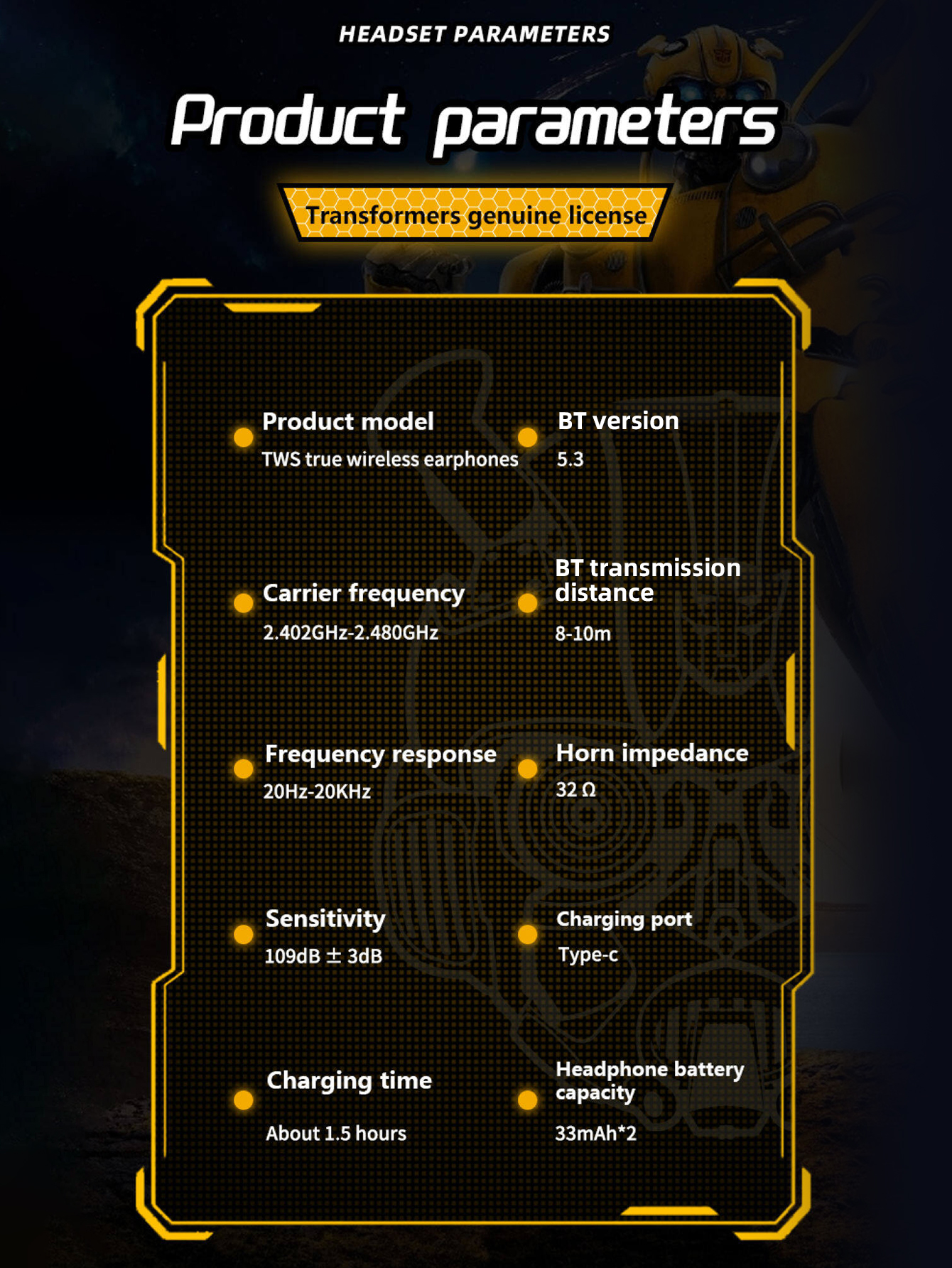 Transformers TF-T01 Wireless Low Latency TWS Bluetooth Earphone With ...