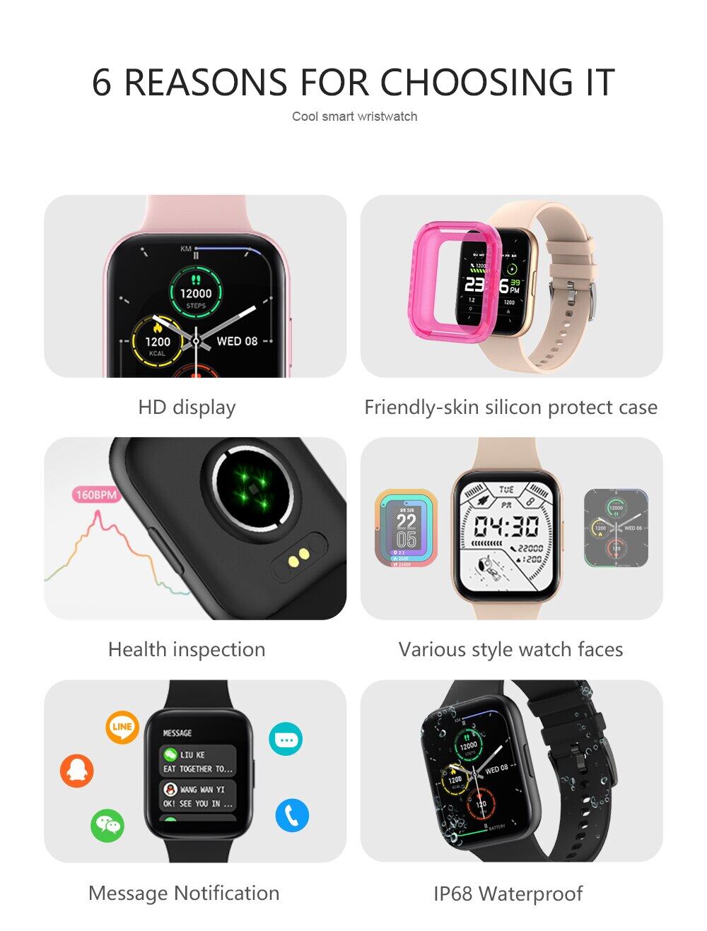 New Men Women Smartwatch Wristwatch P25 IP68 Waterproof Fitness Bracelet Sports SPO2/BP/HR Clock ...