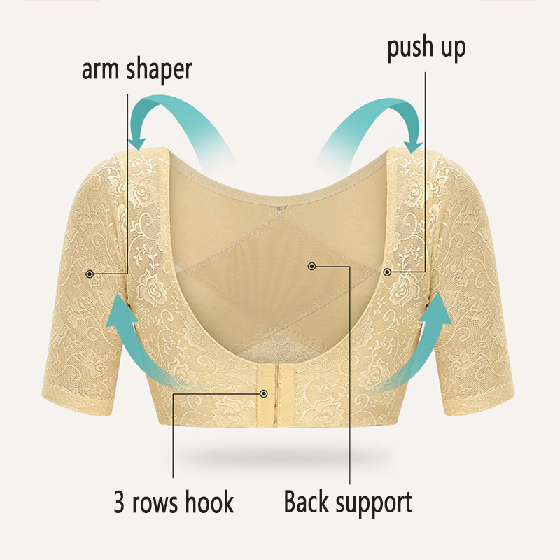 WECHERY Push Up Gather Chest Shaper Tops Corset Lace Arm Shaper Beauty ...
