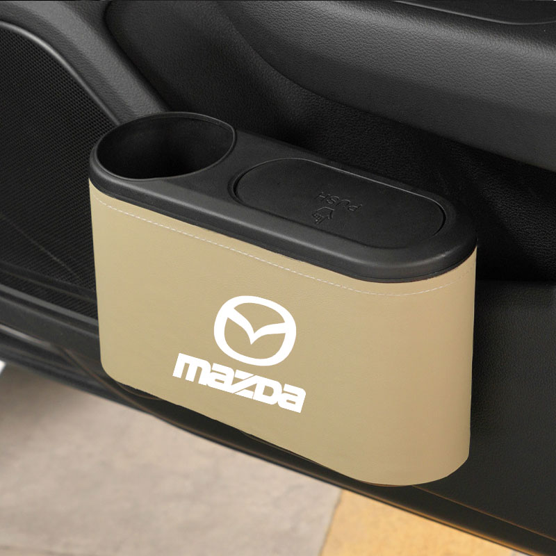 Car mounted multifunctional leather garbage bin with hanging storage ...