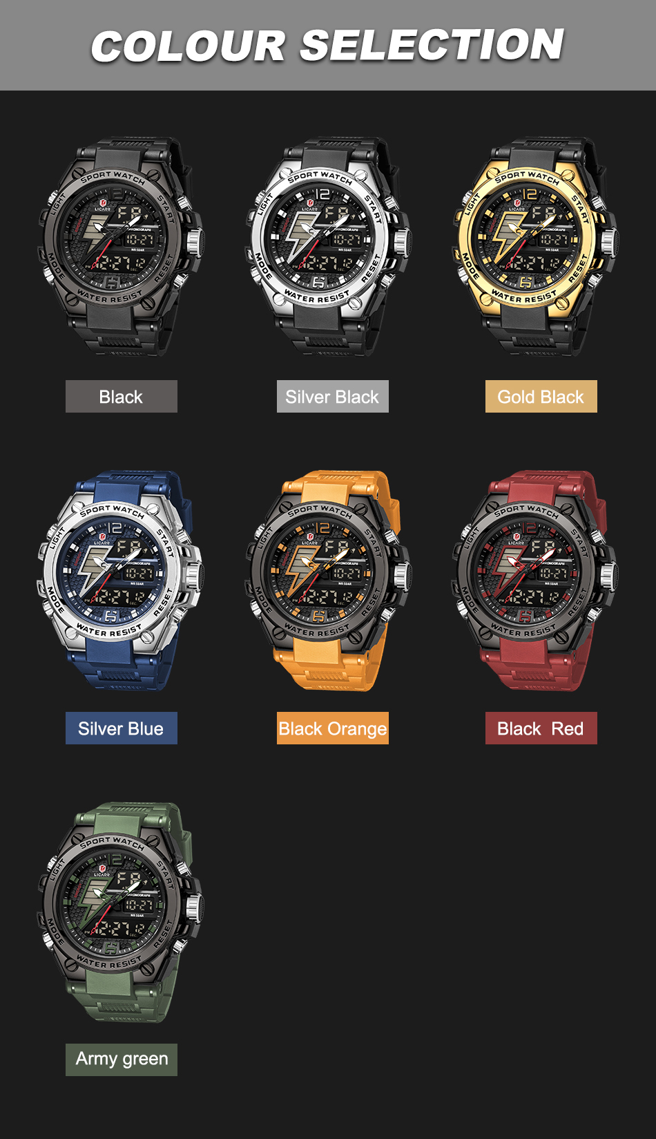Men's Watches LICARR Brand Fashion Waterproof Casual Military Sport Men ...