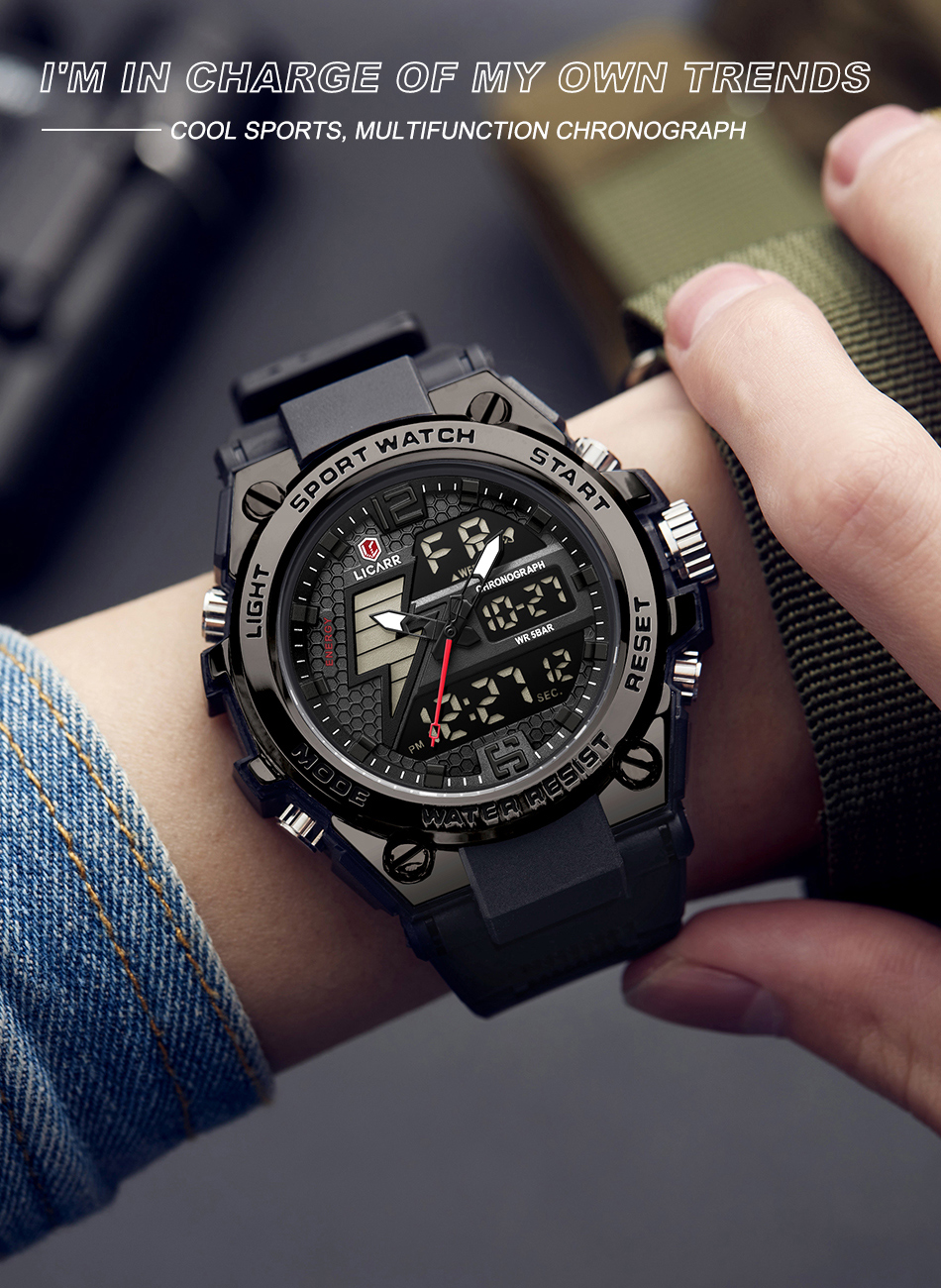 LICARR Brand Original Men's Watches Fashion Analog Digital Casual ...