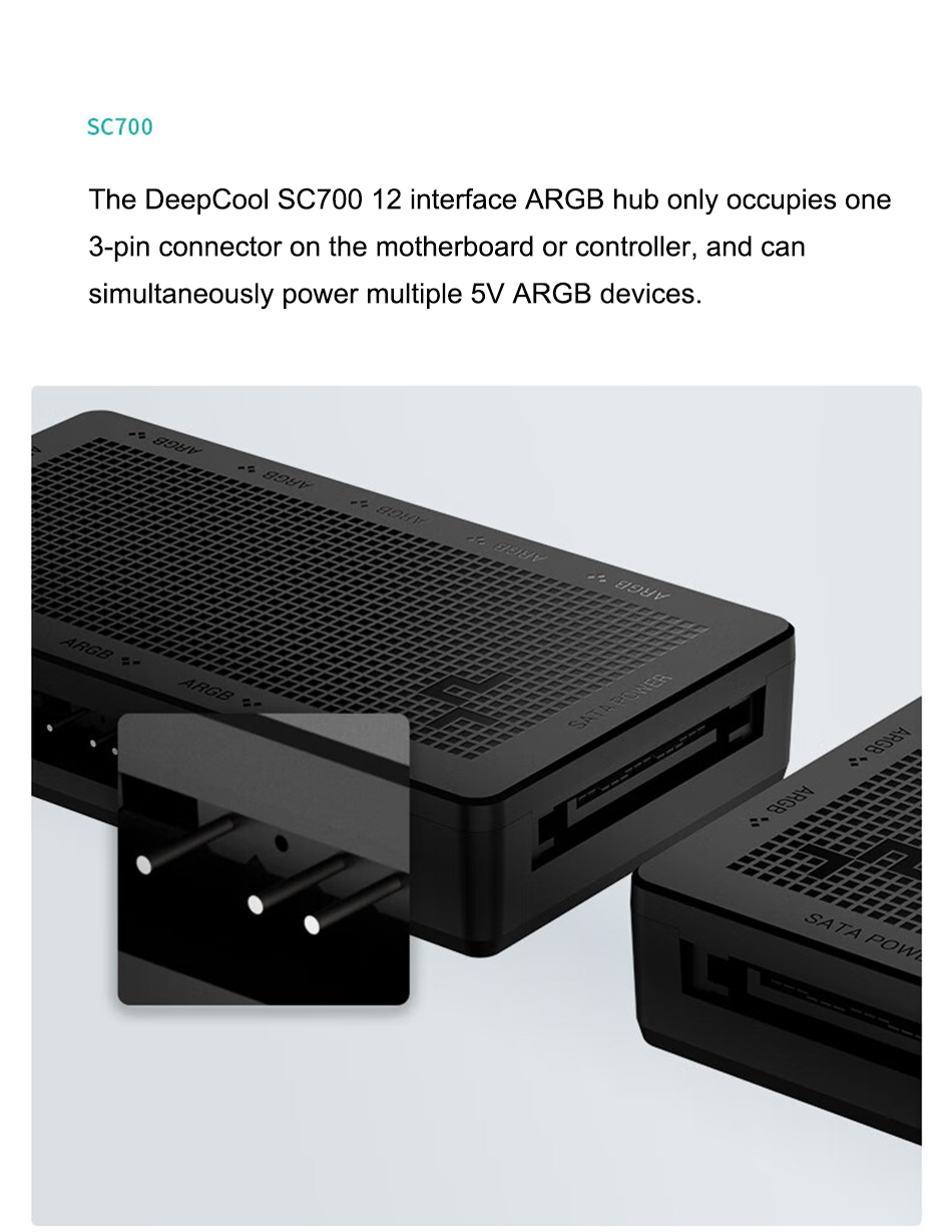 DEEPCOOL SC700/SC790 ARGB Hub 2in1 PWM & ARGB Multi Way Hub Adapter ...