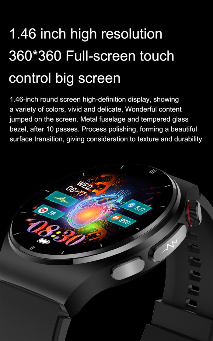 ET340 Smart Watch Bluetooth Call 1.46 Inch ECG Non-invasive Blood Sugar ...