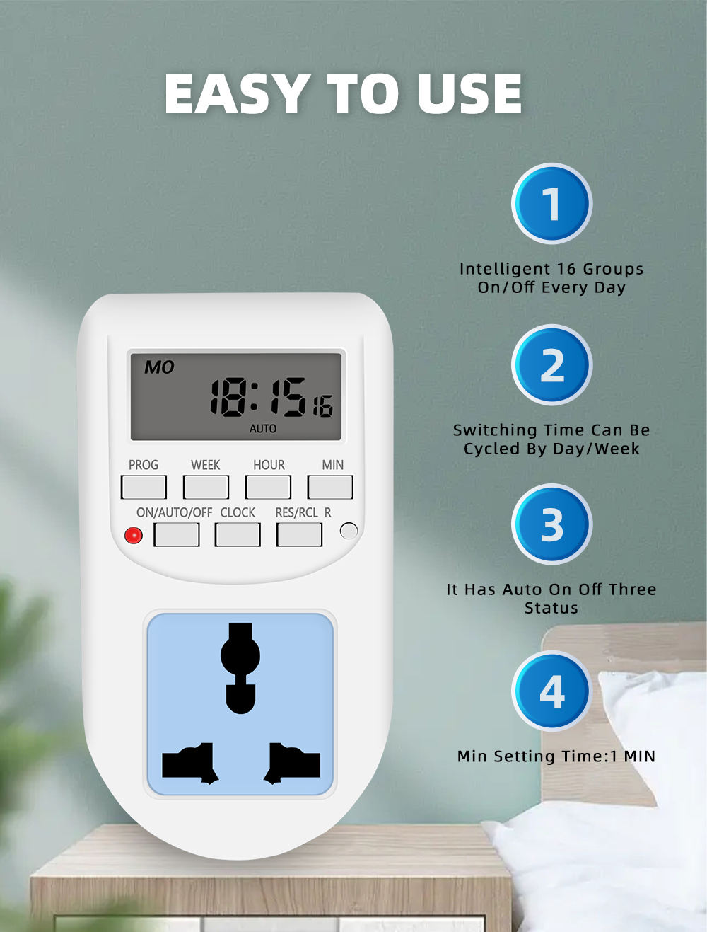 TAXNELE Digital Time Switch Timer UK PLUG Weekly Programmable Electronic LCD Display 220V 50Hz ...