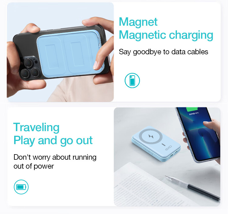 EYD JS25 5000mAh Magnetic Wireless Power Bank PD 22.5W Foldable Stand ...