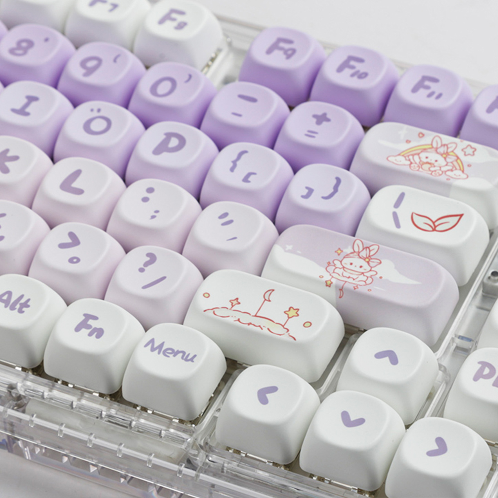 Purple Gradient Rabbit Keycaps 142Keys/Set PBT MOA Profile DYE-SUB DIY ...