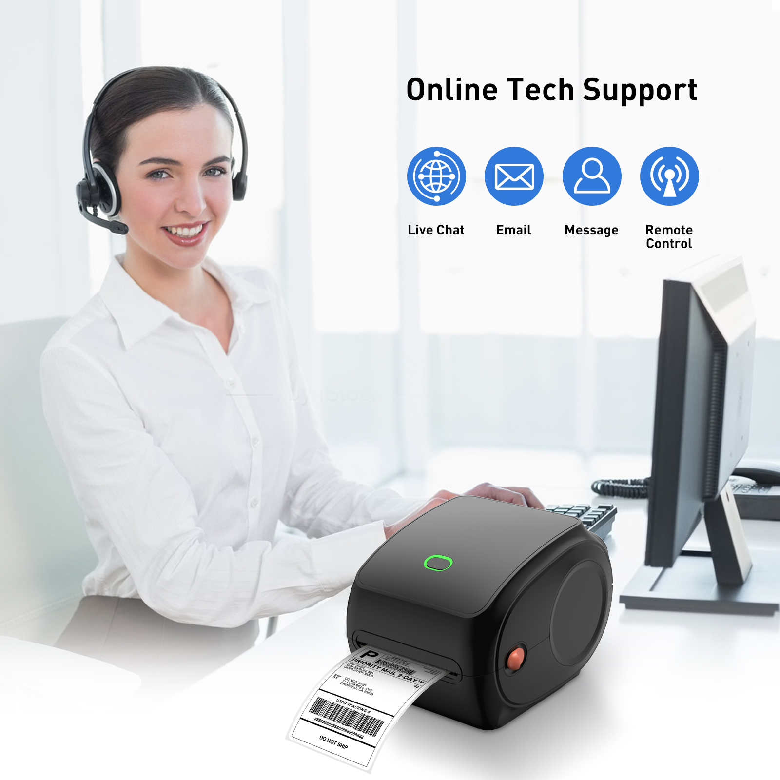 A6 Waybill Printe, Bluetooth Thermal Printers with Paper Tray for ...