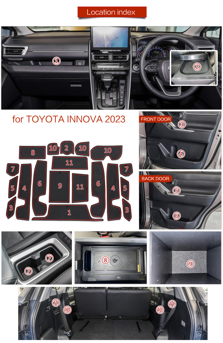 Anti-Slip Rubber Mats for Toyota Innova Zenix AG10 Car Door Slot Mat ...