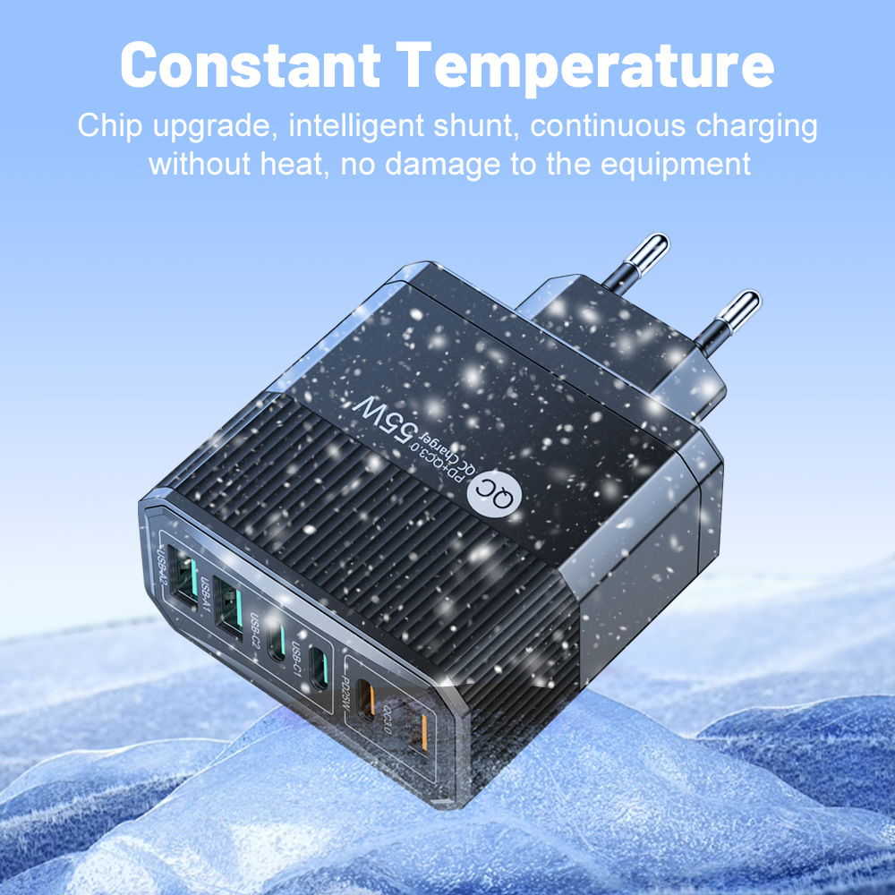 55W QC+PD 6 Ports Fast Charger 6A Power Adapter For ios Type C Micro ...