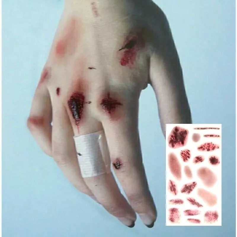 Halloween Props Waterproof Realistic Wound Horror Simulation Tattoo ...