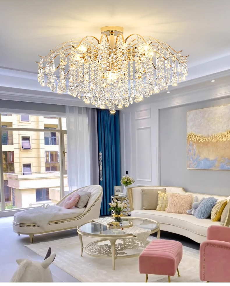 Luxury K9 Crystal LED Chandelier Light Lampu Kristal Lampu Siling ...