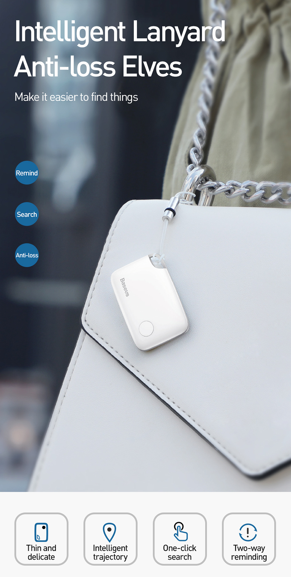 Baseus T2 Pro Smart Device Tracker Wireless Bluetooth APP location ...