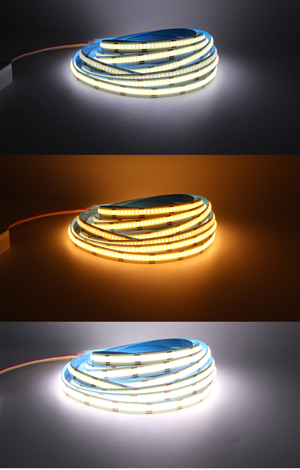 COB LED Strip 12V 24V RGB RGBW RGBCCT Flexible Ribbon 5M 320LEDs ...