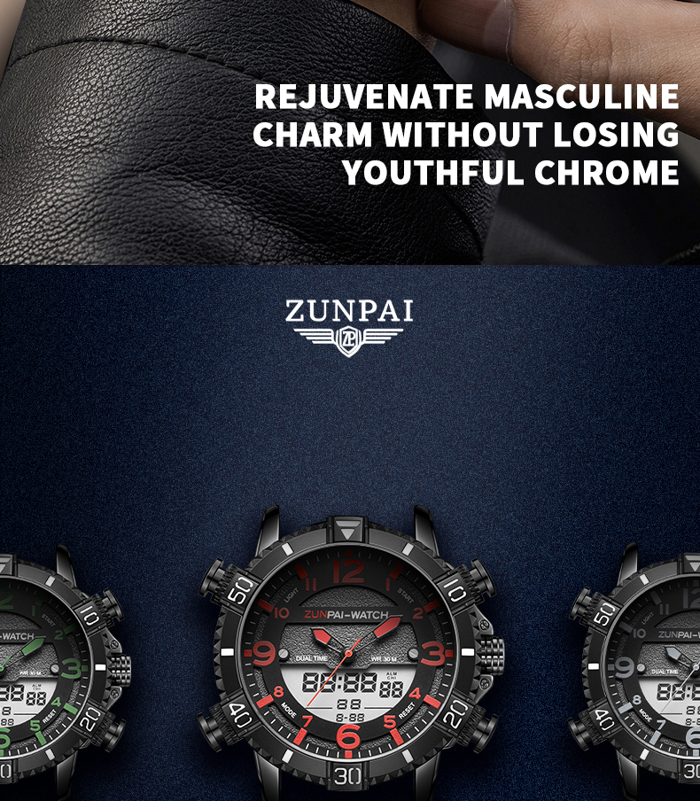 ZUNPAI Jam Tangan Lelaki Original Waterproof Stainless Steel Leather ...