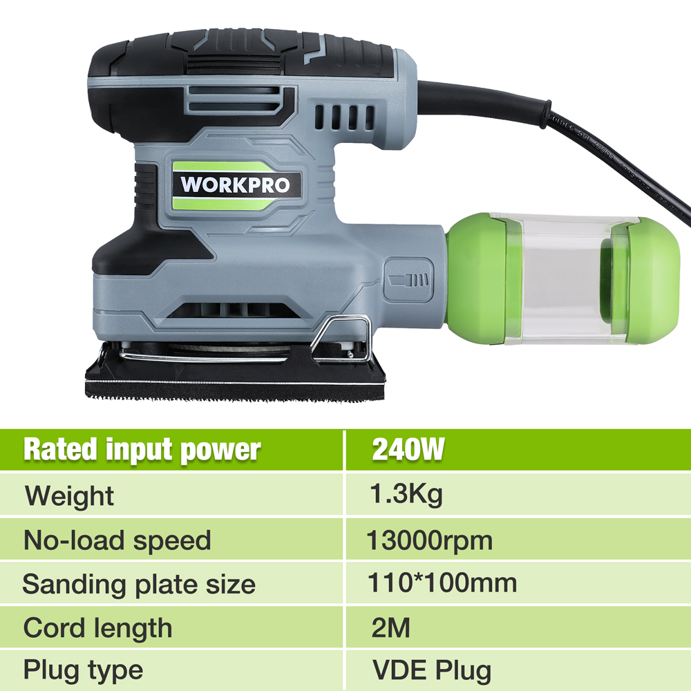 WORKPRO 240W Finishing Orbital Wood Sander Palm Sander Machine Wood ...