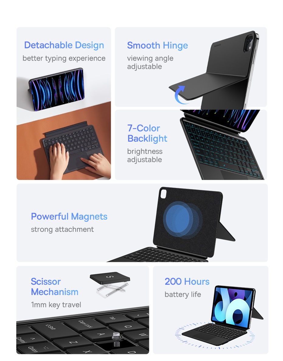 Baseus Brilliance Series Detachable Magnetic Keyboard Case for Pad Air4 ...