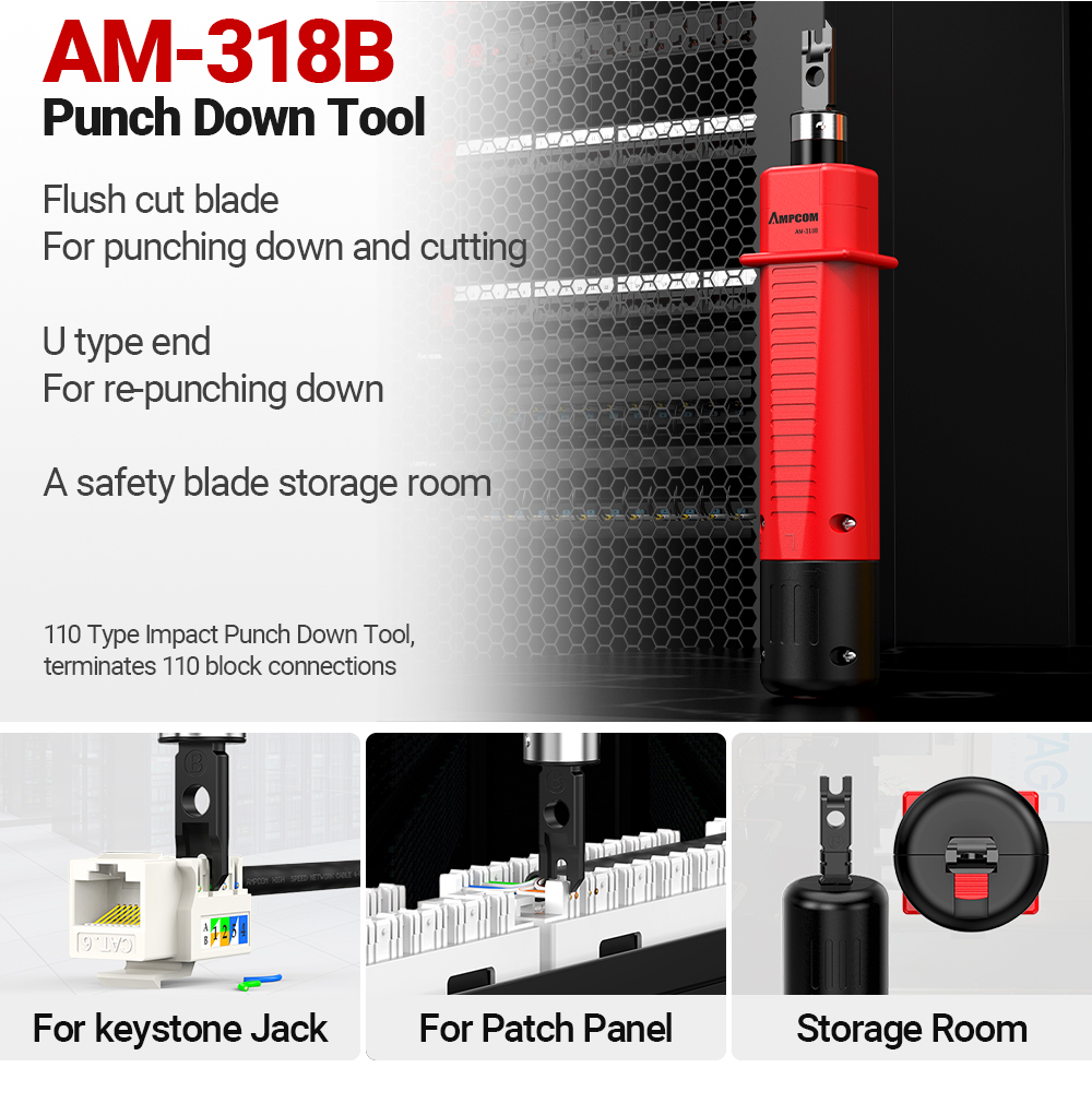 AMPCOM Pass Through RJ45 Crimper Tool, Lan Tester Tools Kit Sets ...