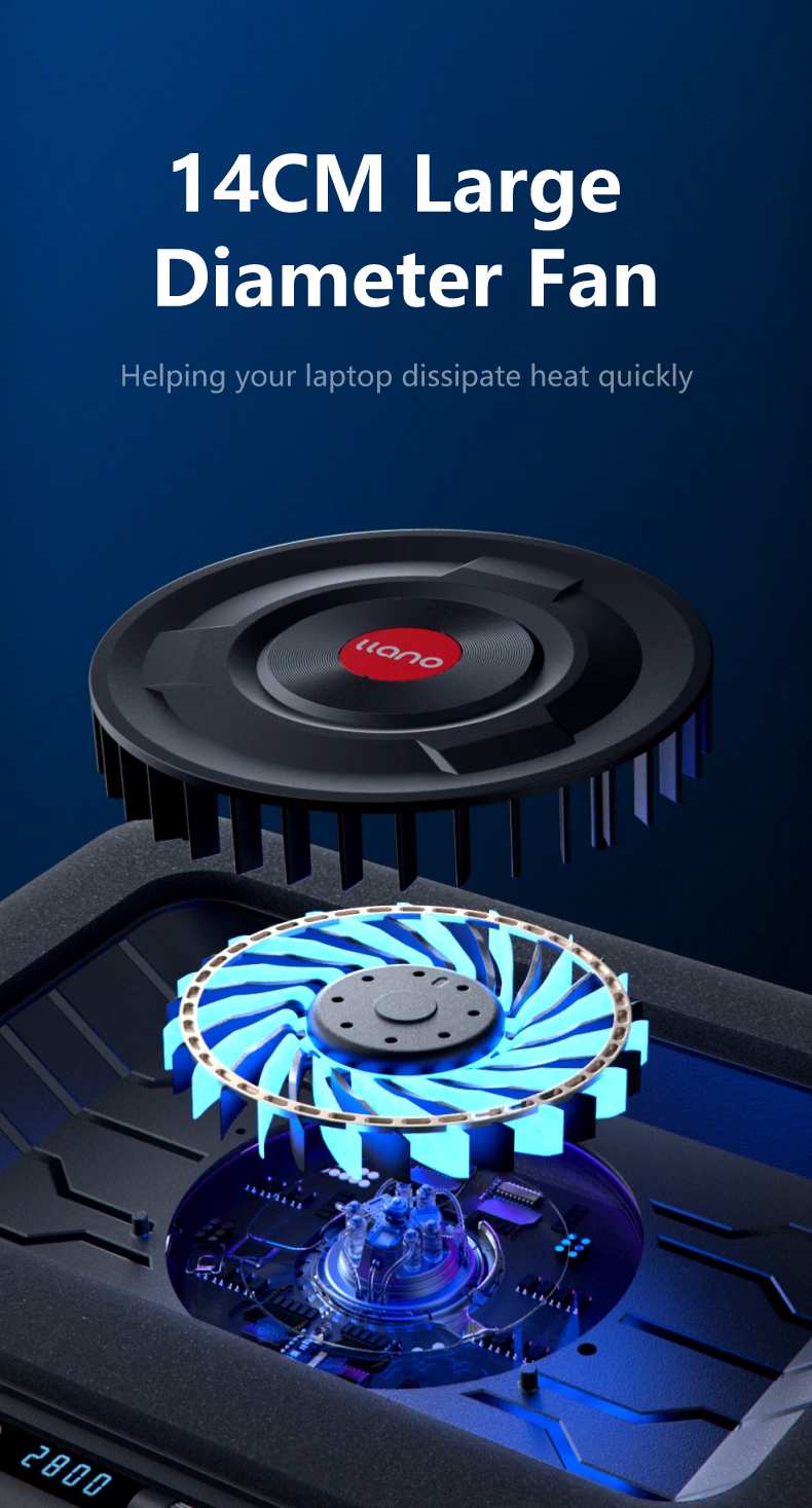 Llano V12 Powerful Turbo Fan 2800RPM Laptop Cooler Pad Led Light 3 USB ...