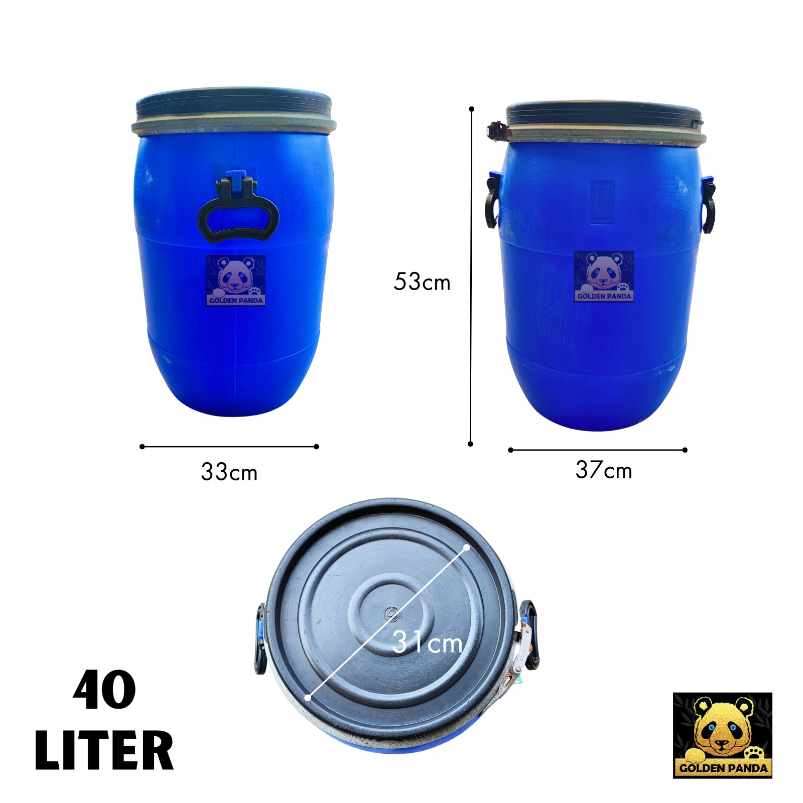 [Used] 40L HDPE Blue Plastic Drum | 40KG Water Storage Barrel | Used ...