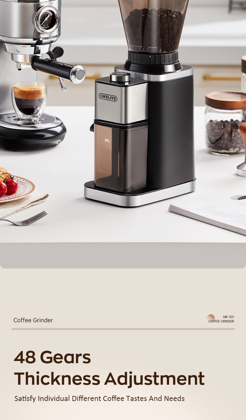 Cafelffe Automatic Electric Coffee Grinder With 48 Gears For Espresso ...