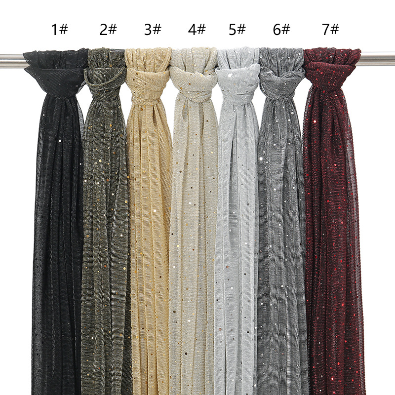 Jifang New Arrival Bling Shiny Sequins Gold Silver Thread Long Pashmina ...