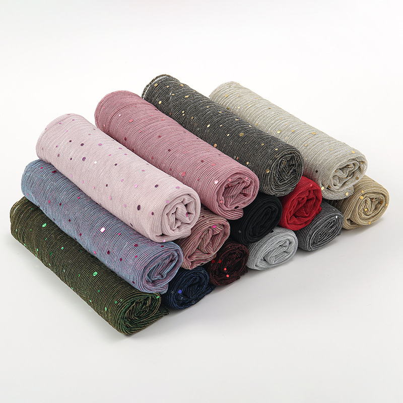 Jifang New Arrival Bling Shiny Sequins Gold Silver Thread Long Pashmina Shawl Head Scarf Muslim ...