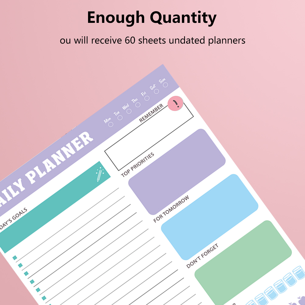 60 Sheets English Daily Planner 2 Monthly To Do List Notepad Weekly ...