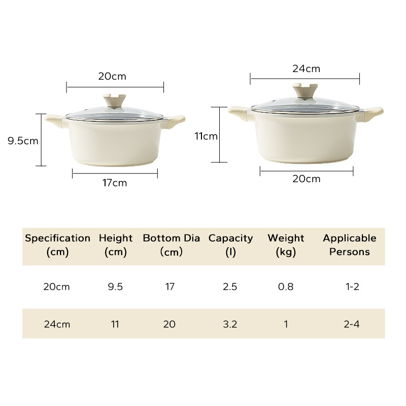 Redchef Nonstick Ceramic Rock Casserole Soup Pot Die-Cast with Lid 20 ...
