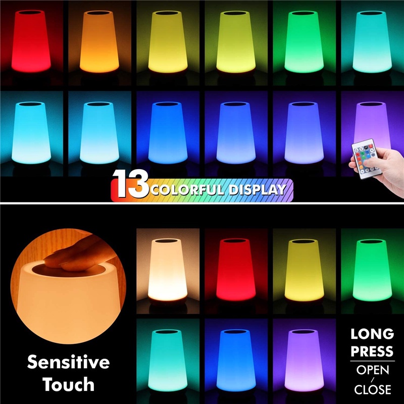Classic wood grain night light remote control creative touch desk light ...