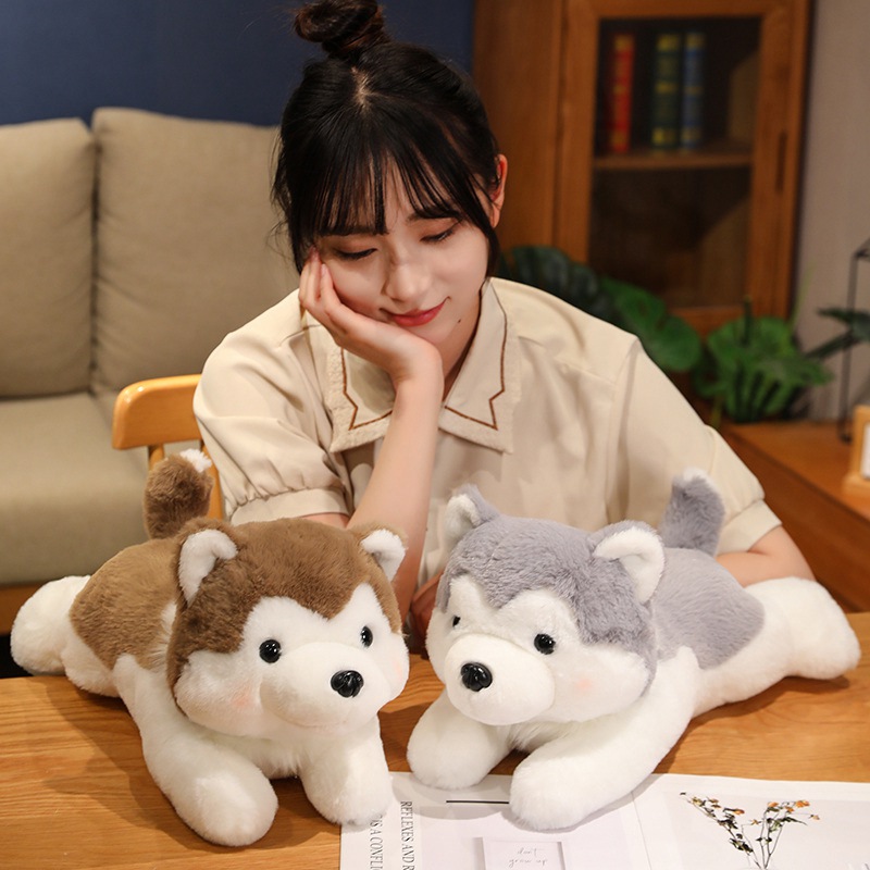 Squishy Plush Husky Cartoon Lying Plushie Stuffed Fluffy Dog Big Puppy ...