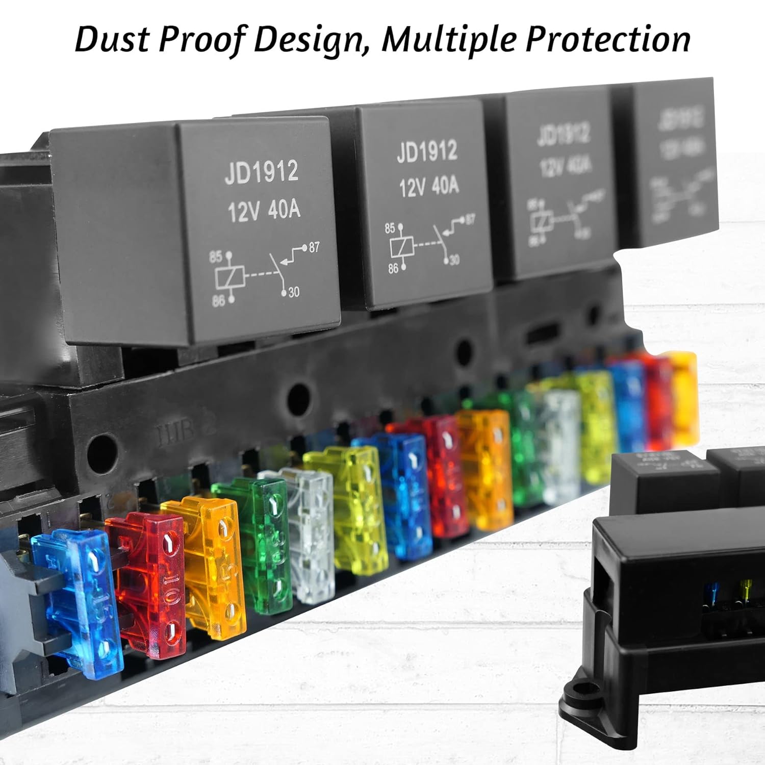 12V Fuse Relay Box, 4 Relay Slots and 15 ATC/ATO Fuse Holder, with 4 ...