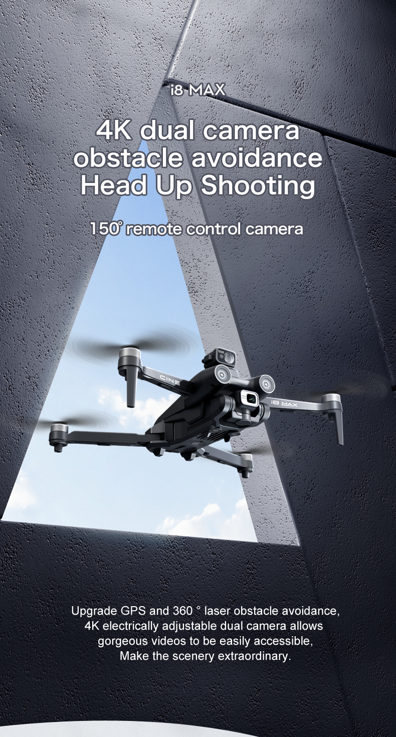 Original I8 Max Drone 4k Hd Aerial Camera Gps Positioning And Obstacle ...