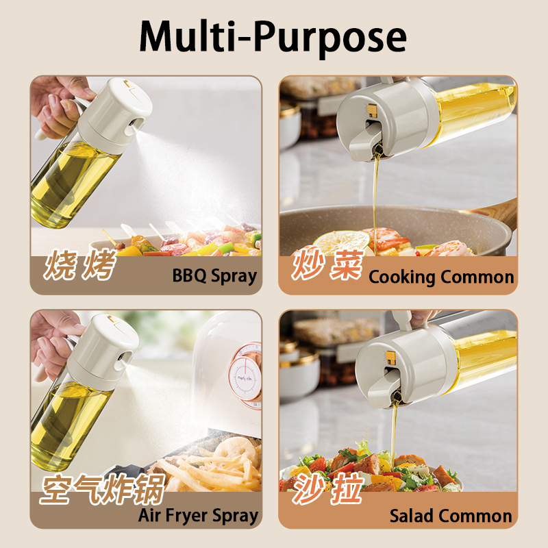 GONQIN 550ML Dual-use Oil Bottle Spray Oil Bottles Dispenser for ...