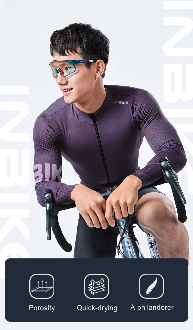 INBIKE Men's Cycling Jersey Summer Long Sleeve Slim Fit Mesh Breathable Moisture Wicking Bicycle ...