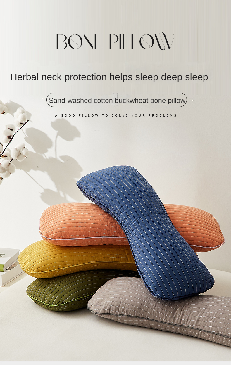 Cotton Fabric Bone Pillow Buckwheat Filling Pillows bantal 枕头 Small ...