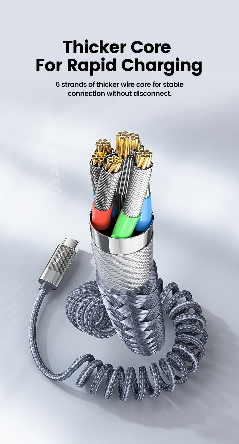 Toocki 100W Transparent Type C To Type C Quick Charging Digital Display ...