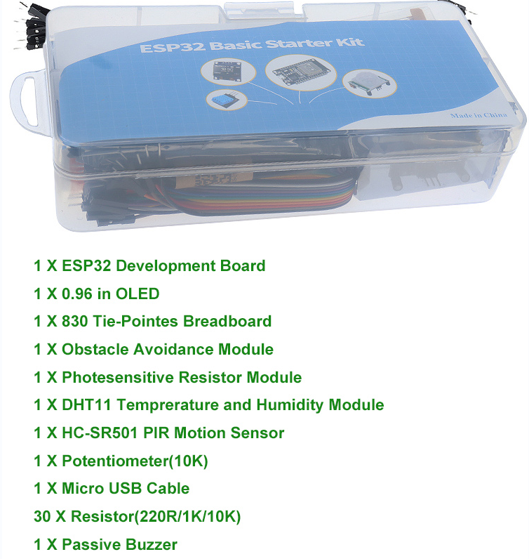 Basic Starter Kit for ESP32 ESP-32S WIFI Development Board for Arduino ...