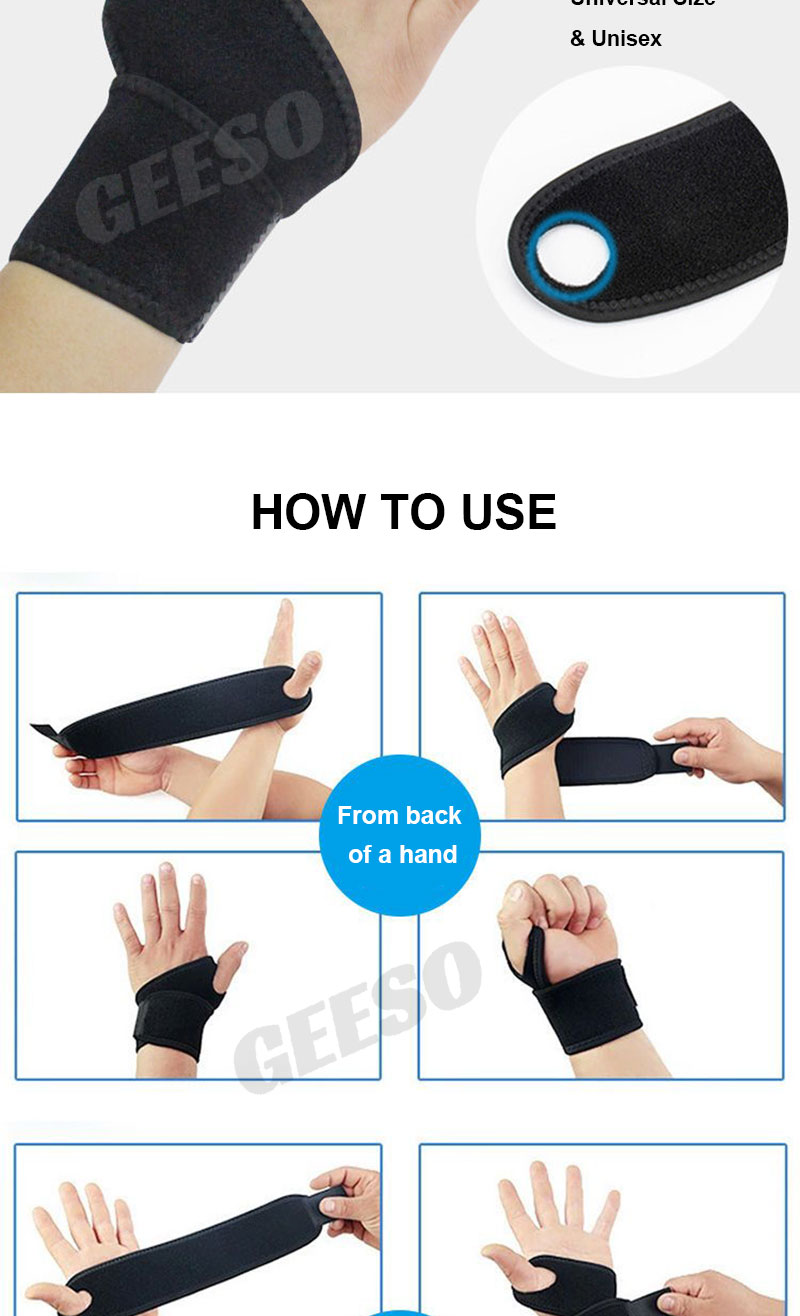 GEESO 2PCS Sport Wristband Glove Wrist Support Bracer Brace Guard ...